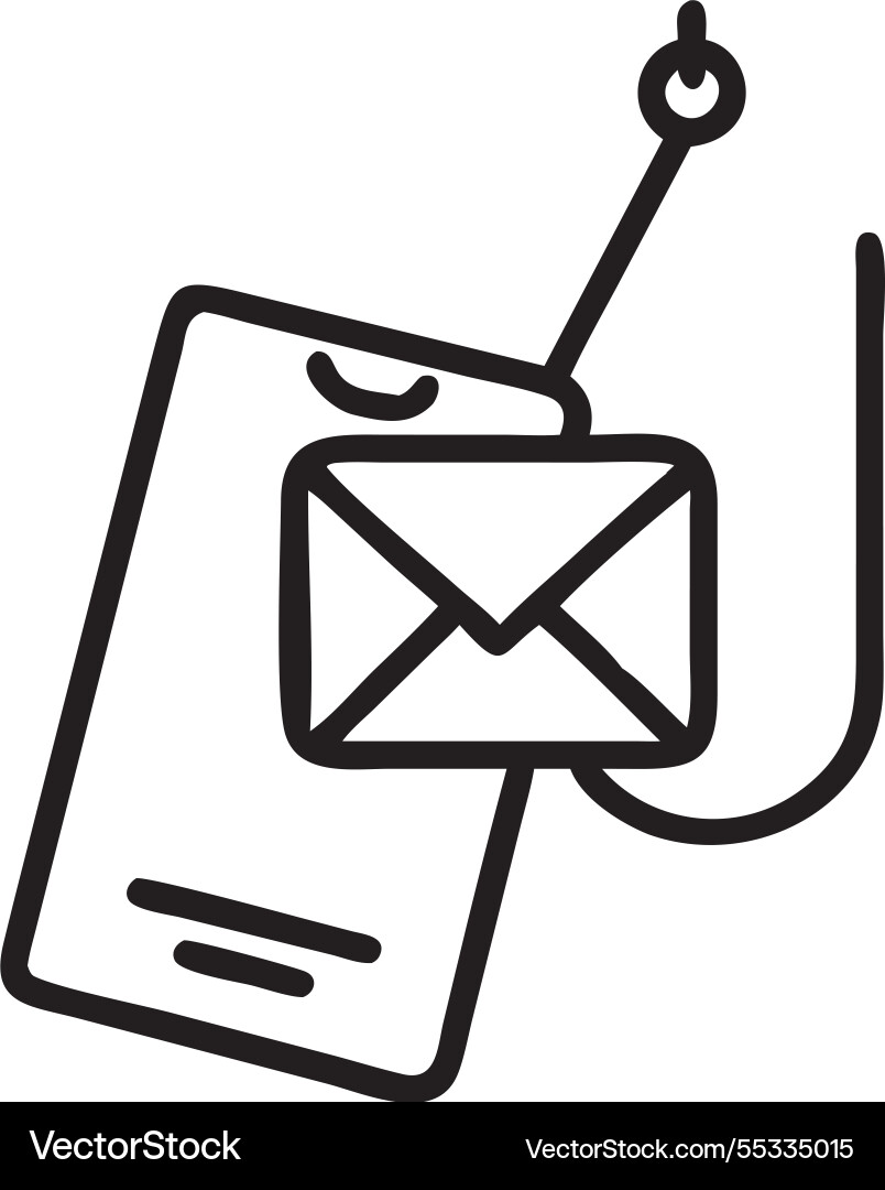 Smishing attack depicted with red envelope Vector Image