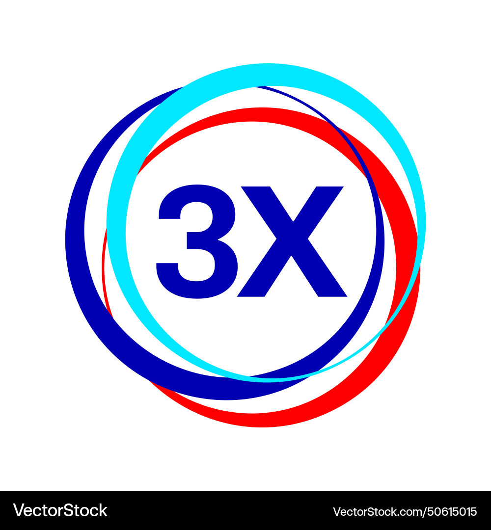 Triple action 3x icon logo badge Royalty Free Vector Image