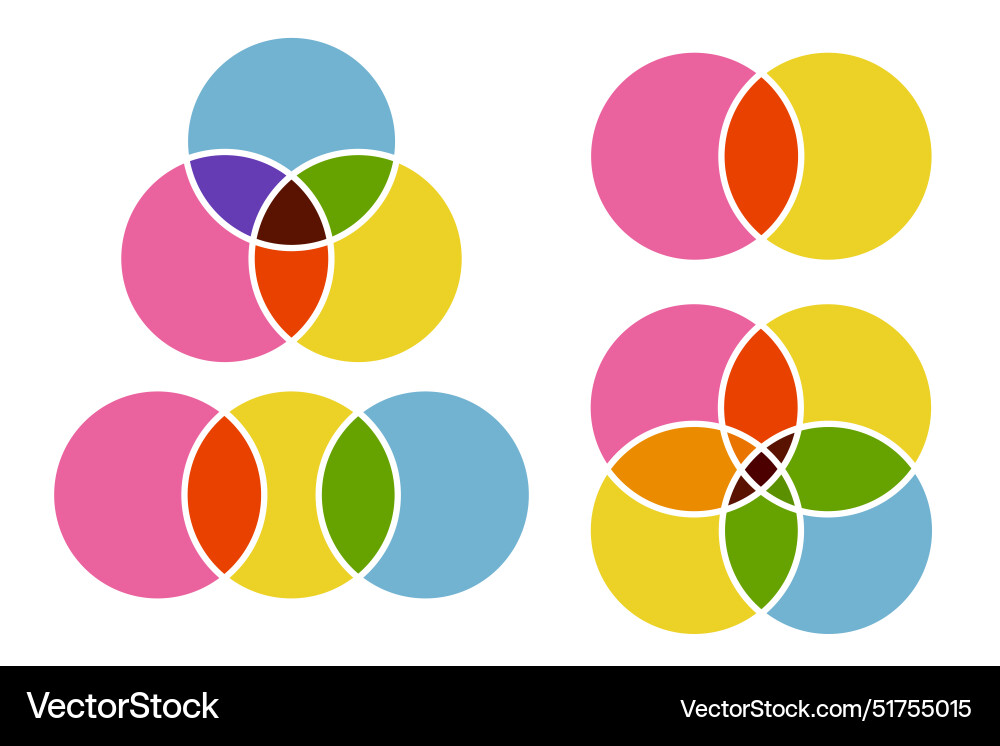 Venn diagrams circle intersection for infographic Vector Image