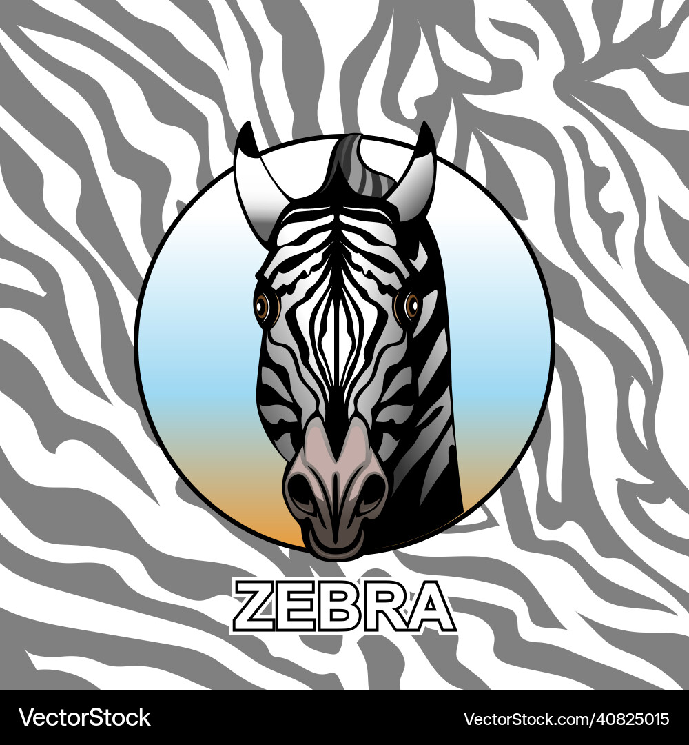 Zebra Kopf auf Körper Textur Hintergrund Vektorbild