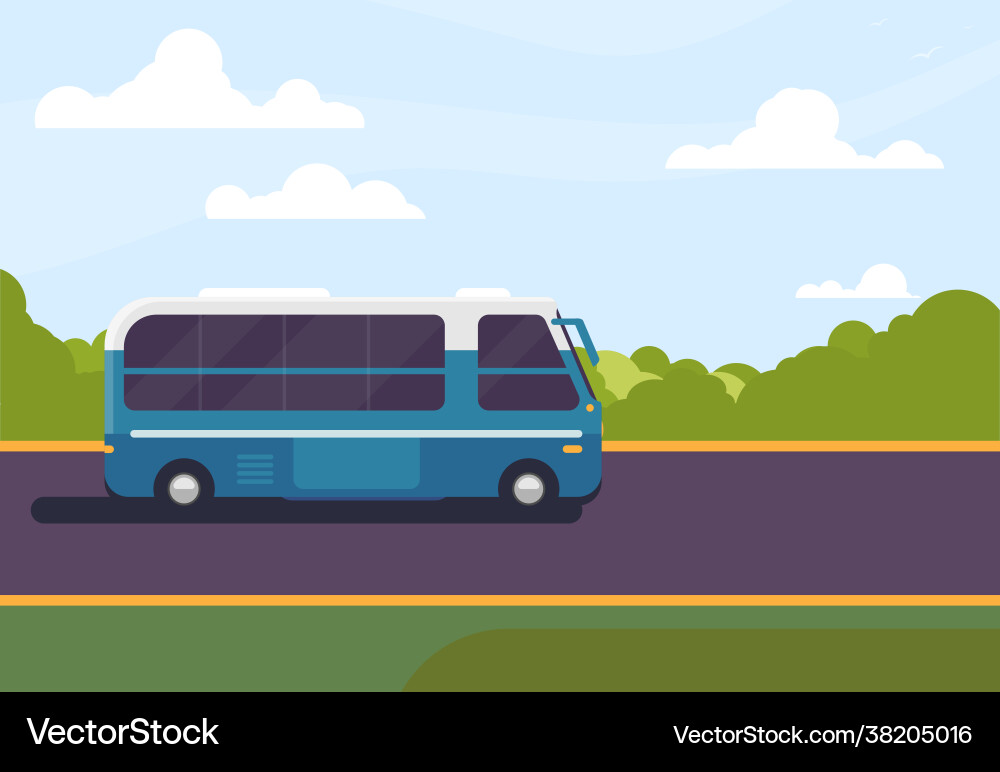 Bus on road Royalty Free Vector Image - VectorStock