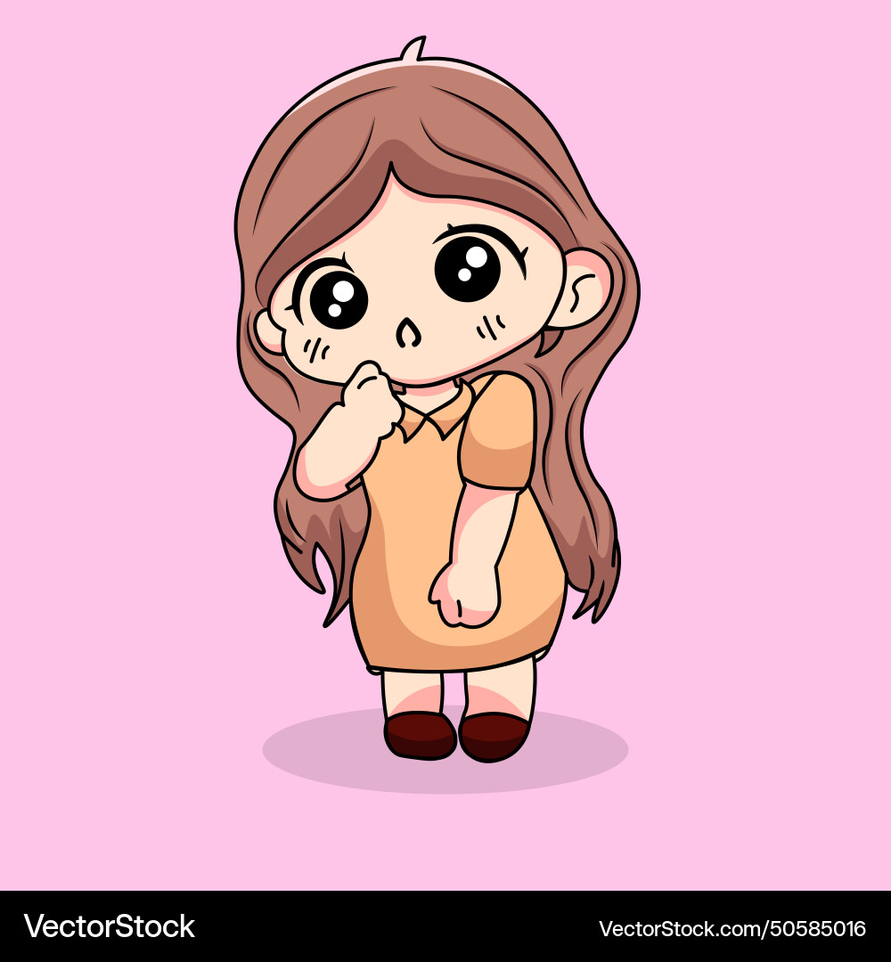 Cute girl is silent Royalty Free Vector Image - VectorStock