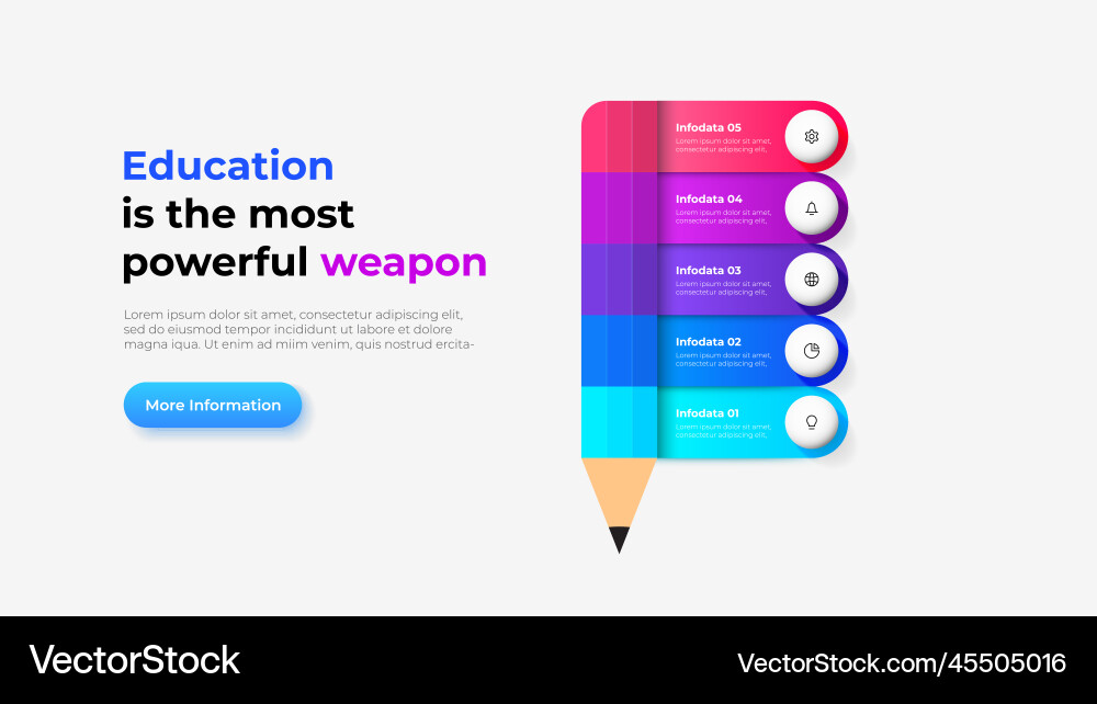 Education infographic template pencil with 5 Vector Image
