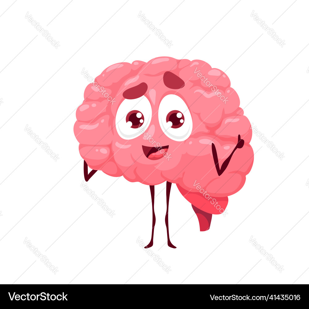 Human funny cartoon brain character Royalty Free Vector