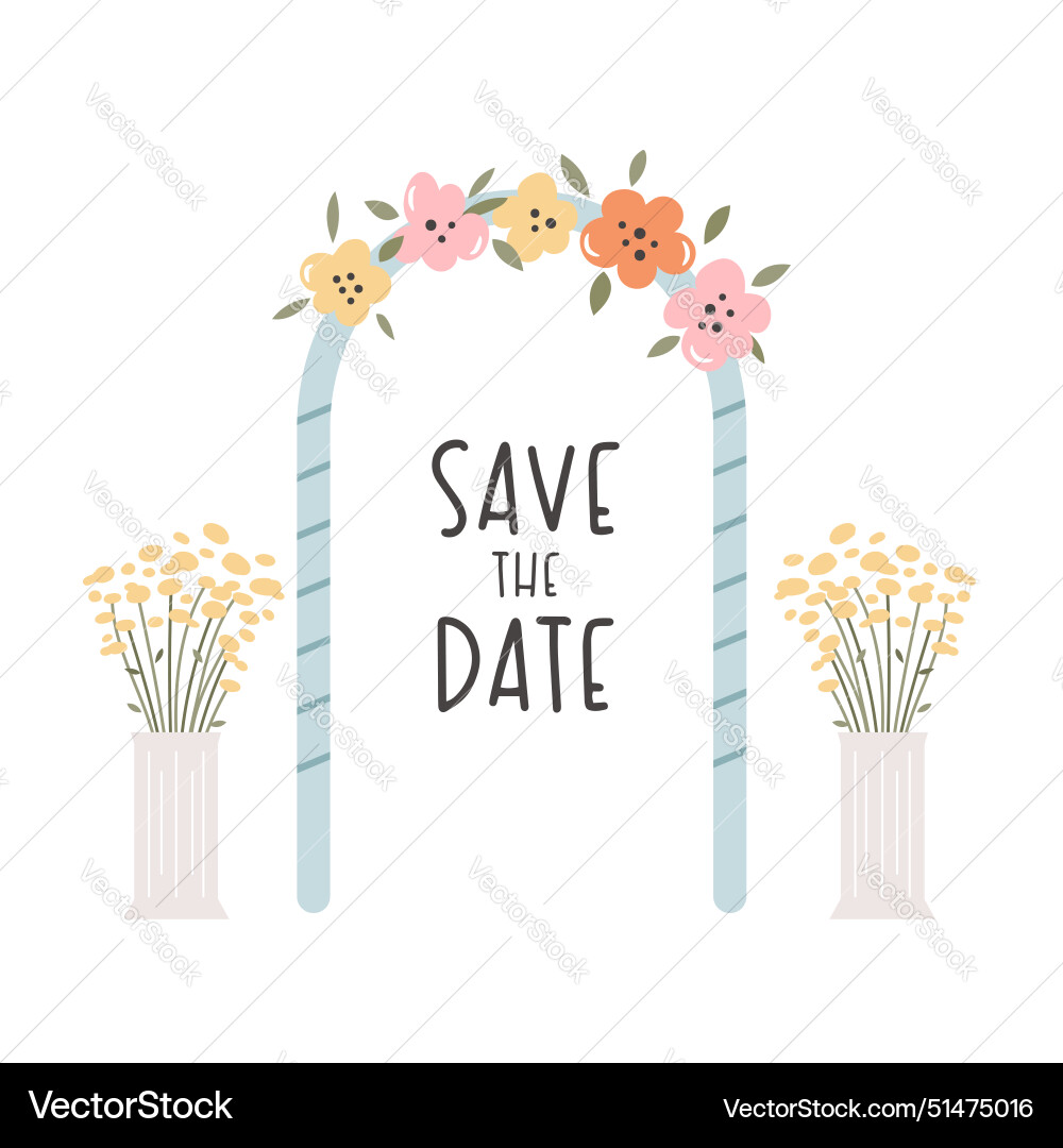 Save the date design with hand drawn garland Vector Image