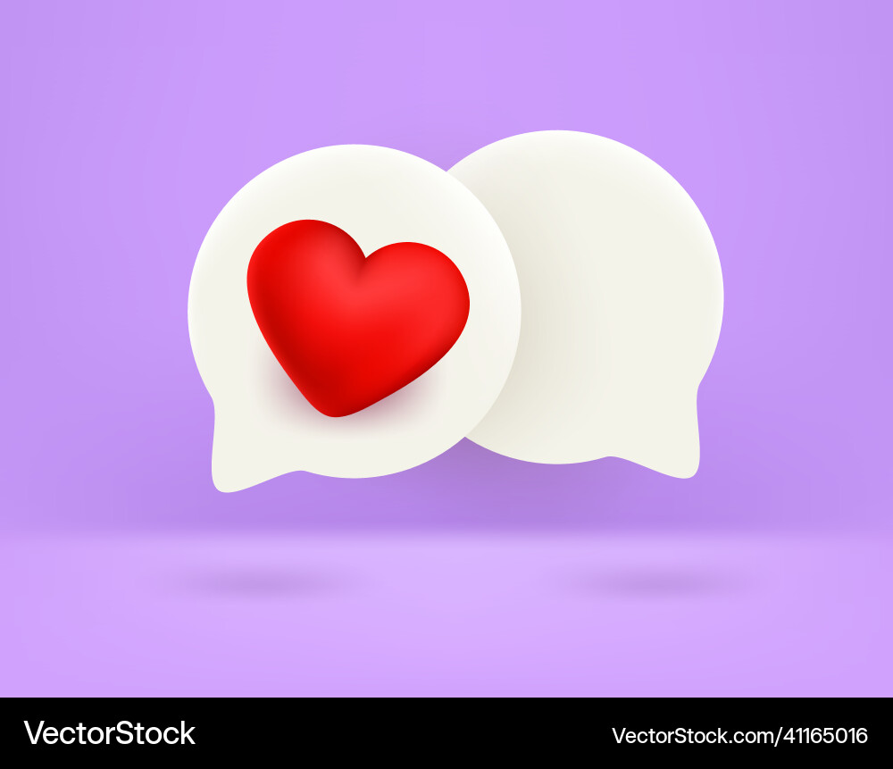 Speech clouds with heart sign love message Vector Image