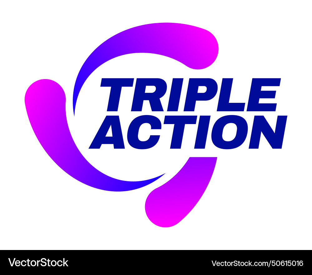 Triple action 3x icon logo badge Royalty Free Vector Image