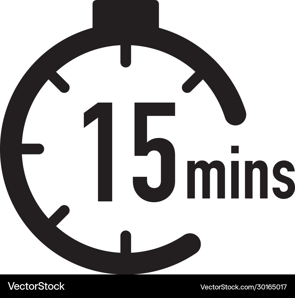 15 minutes timer stopwatch or countdown icon time Vector Image