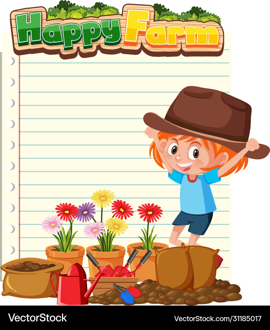 Border frame template with gardening theme Vector Image