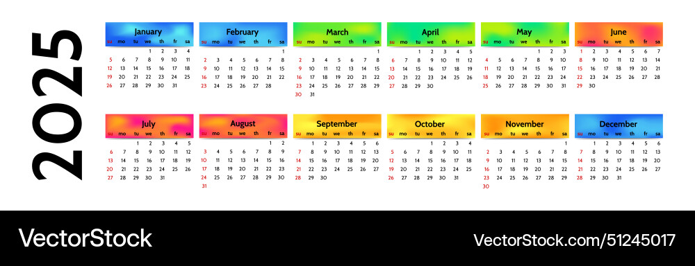 Calendar for 2025 isolated on a white background Vector Image