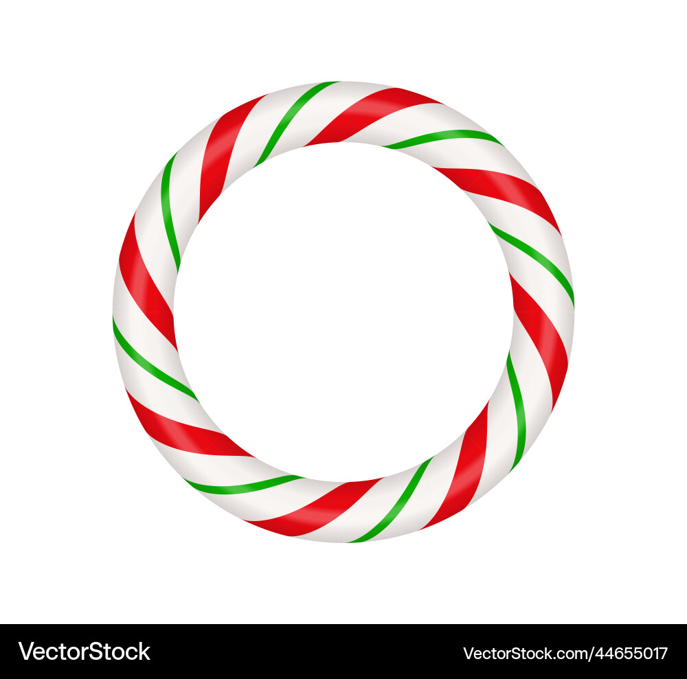 Christmas candy cane circle frame with red Vector Image