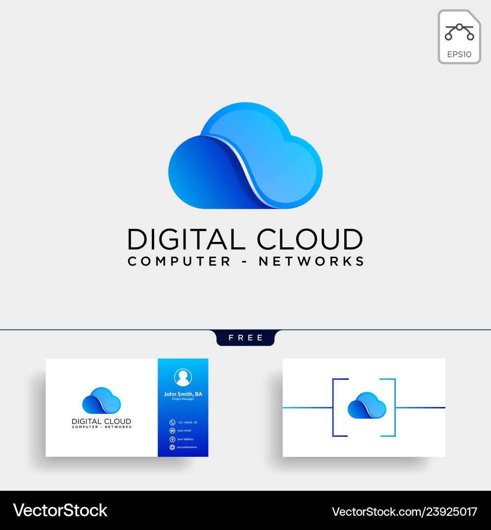 Cloud digital technology line logo template Vector Image