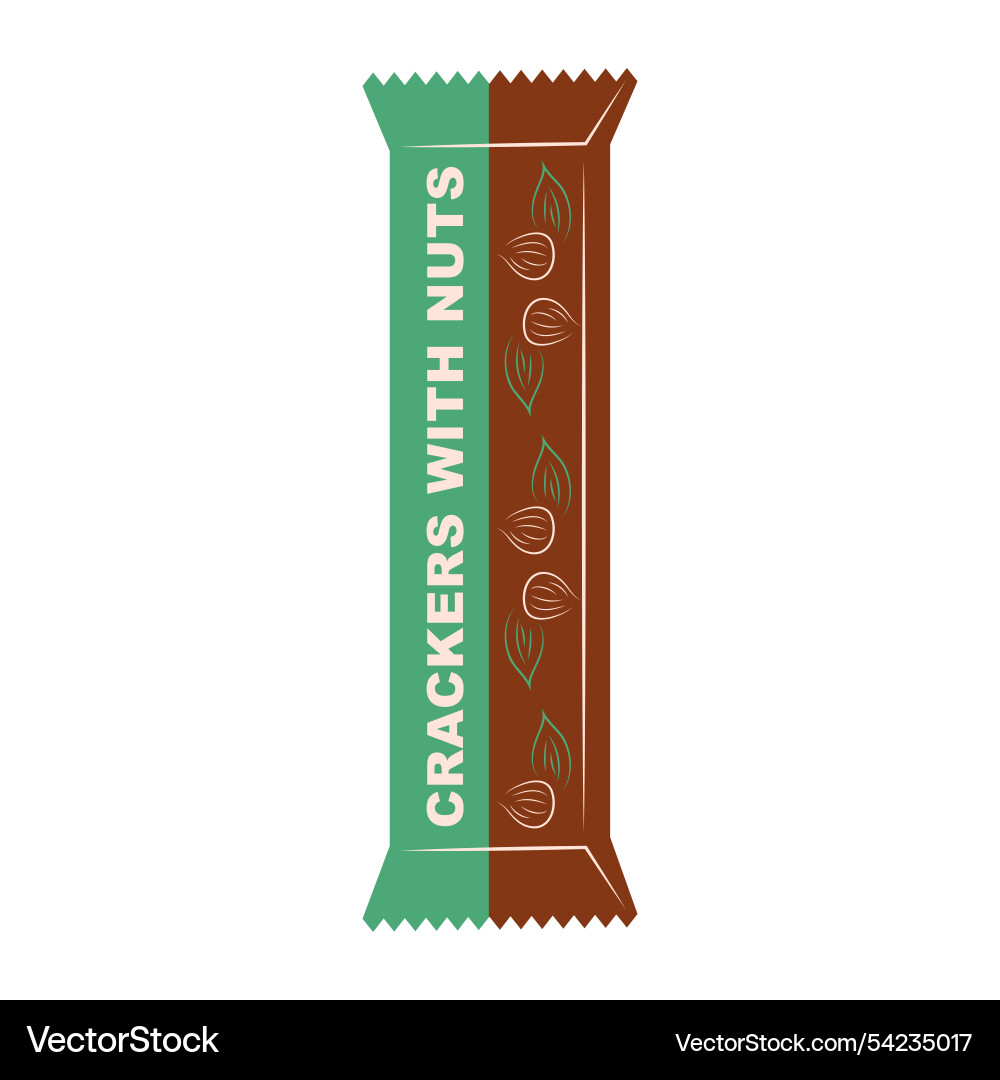 Crackers with nuts in package flat design Vector Image