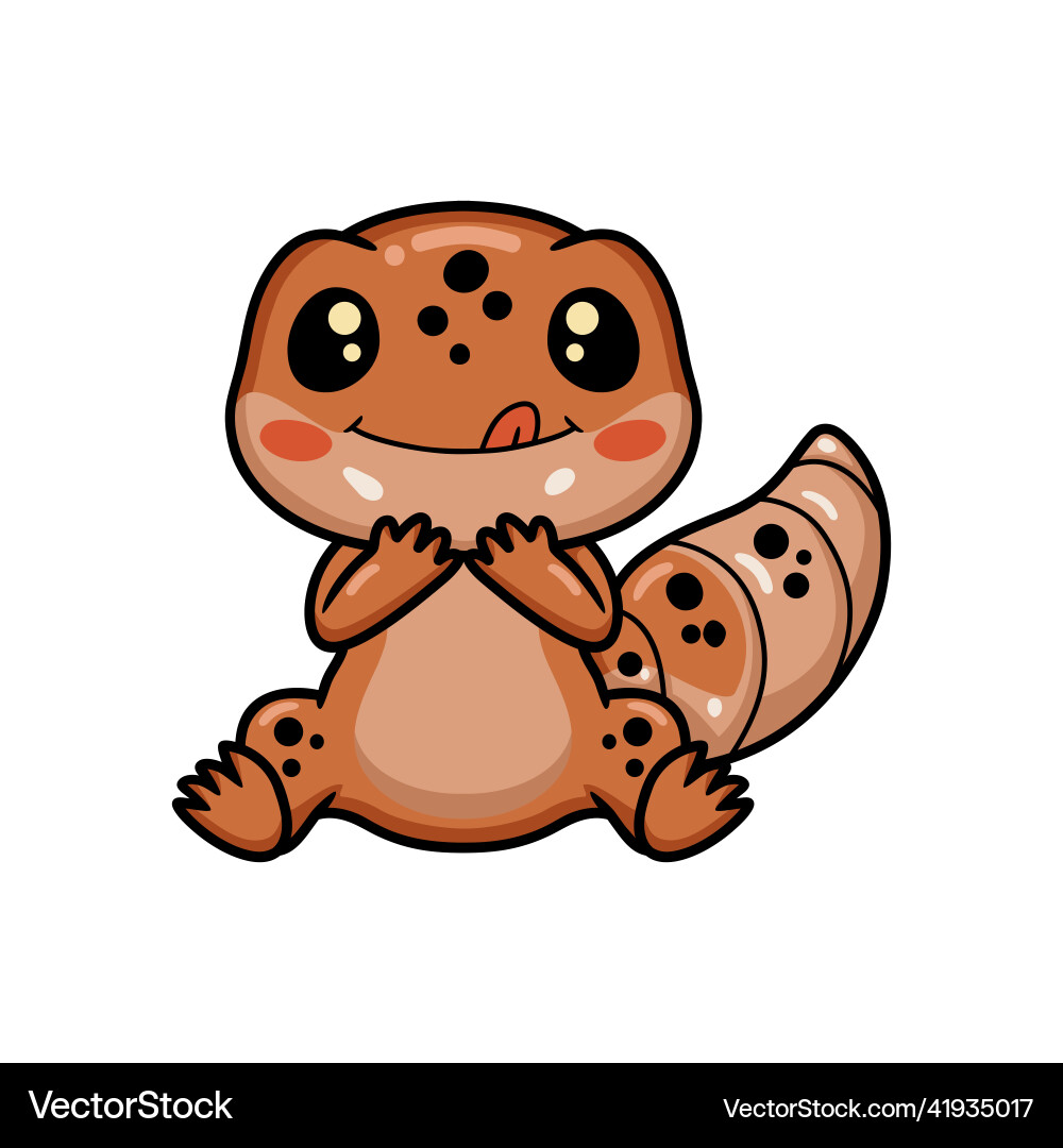 Cute leopard gecko cartoon sitting Royalty Free Vector Image