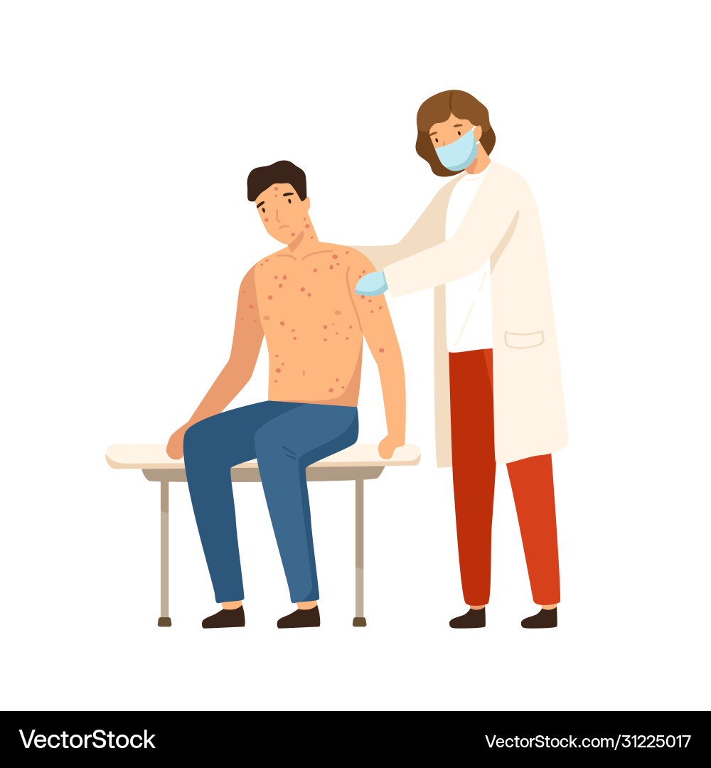 Doctor Examining Patient with Rash Royalty Free Vector Image