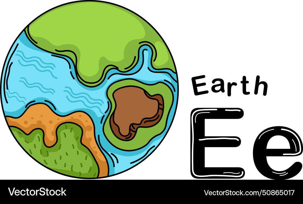 Isolated alphabet letter e-earth Royalty Free Vector Image