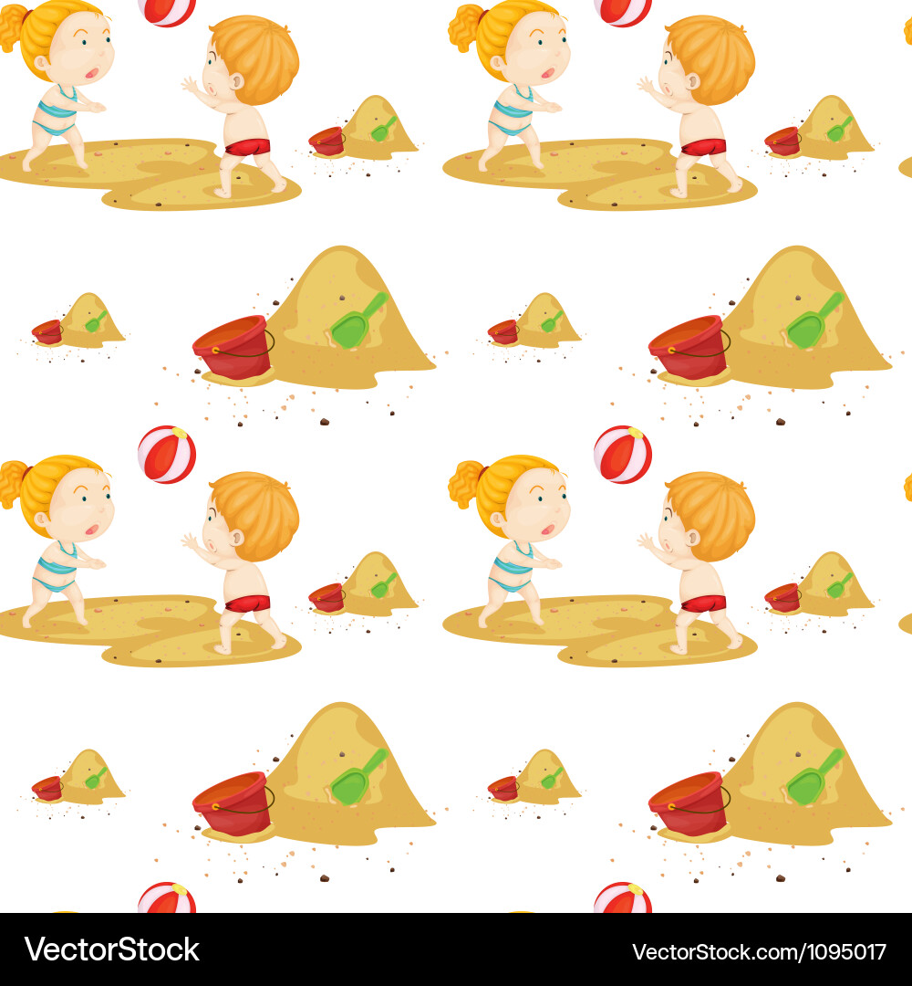 Kids and bucket Royalty Free Vector Image - VectorStock