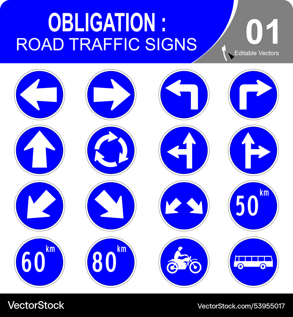 Obligation road traffic signs Royalty Free Vector Image