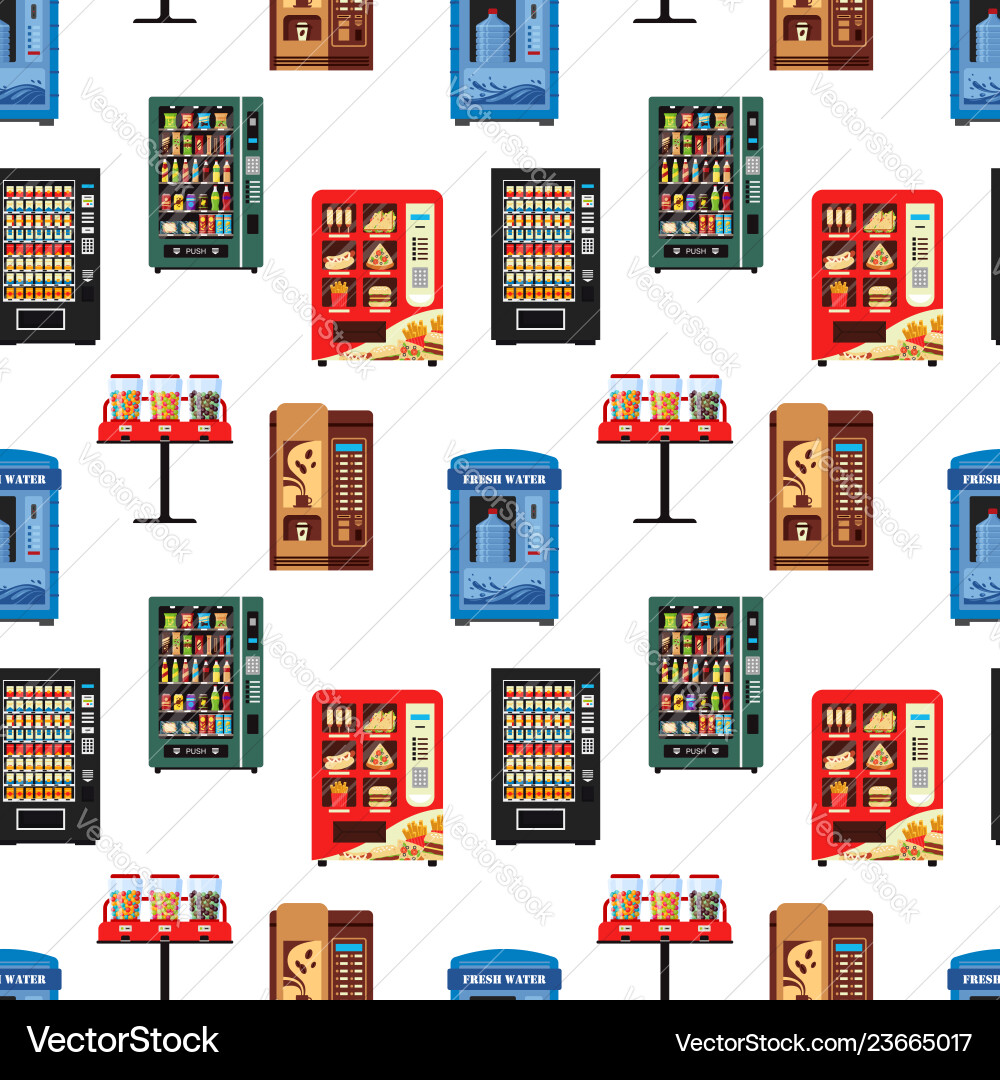 Seamless pattern vending machines full of products