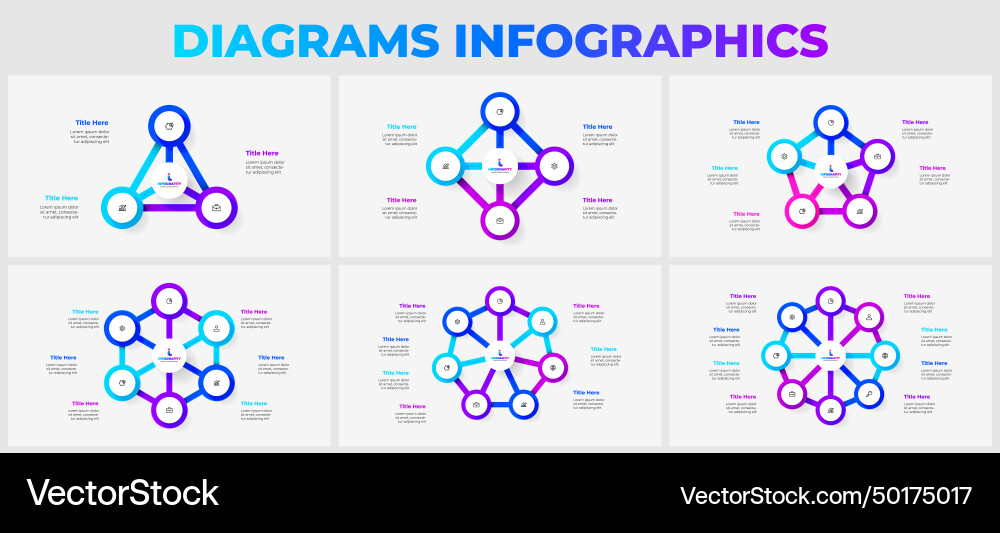 Slides with cycle infographics elements Royalty Free Vector
