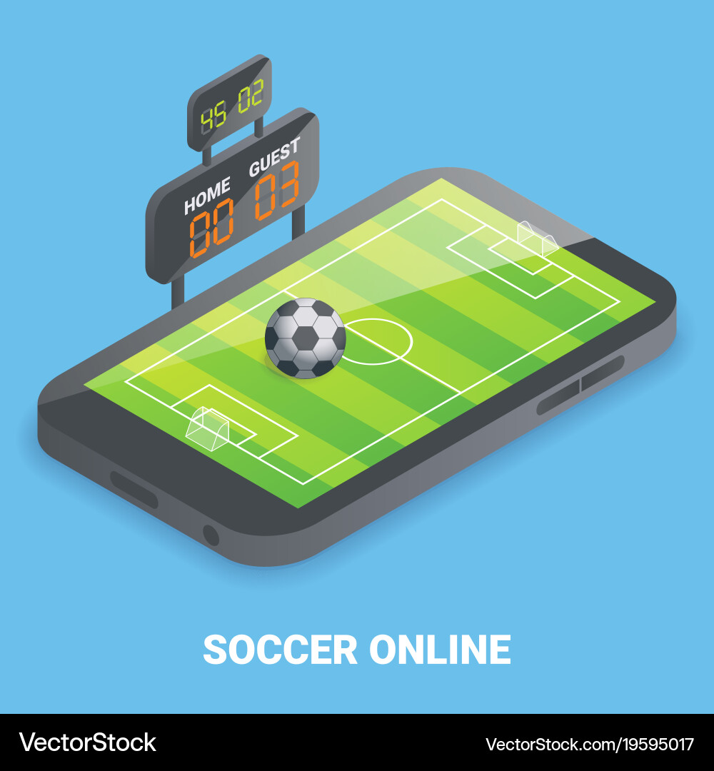 Soccer online concept flat isometric Royalty Free Vector