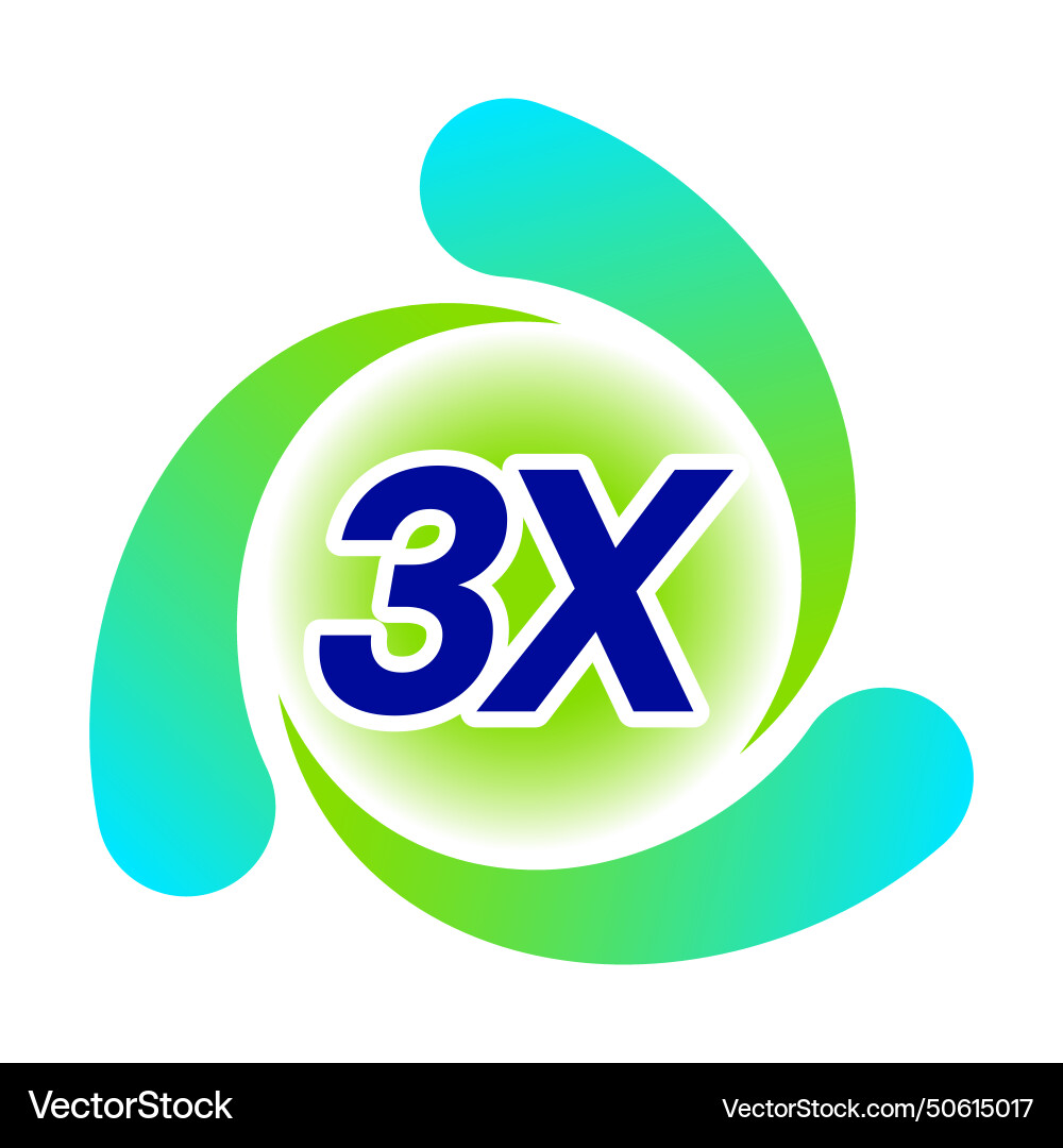 Triple action 3x icon logo badge Royalty Free Vector Image
