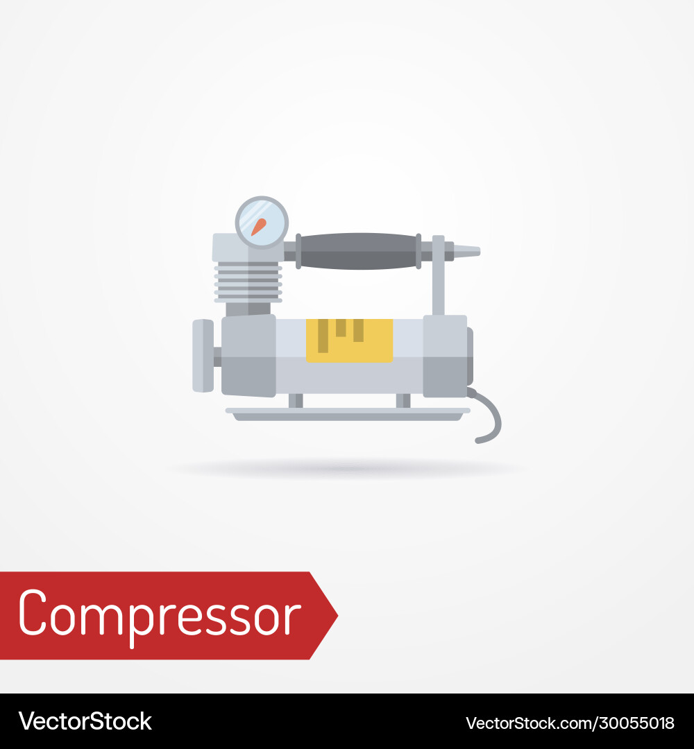 Car air compressor flat style image Royalty Free Vector