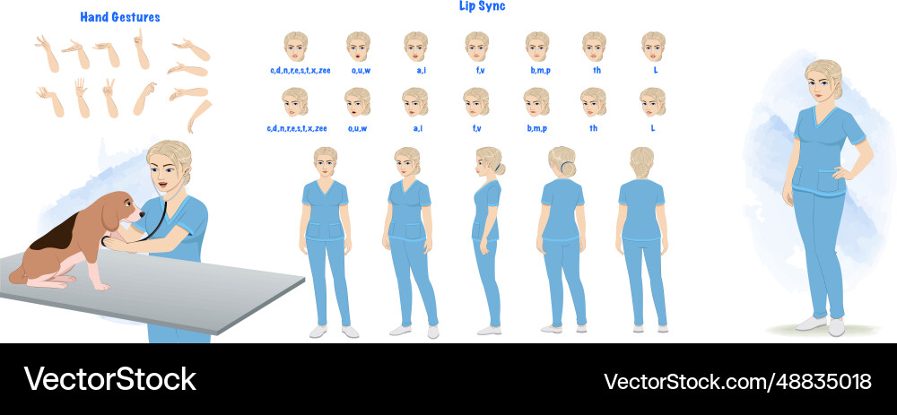 Cardiologist character model sheet doctor cardi Vector Image