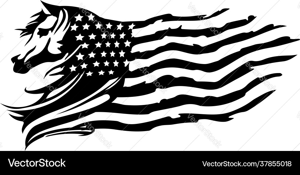 Distressed us flag with animal theme - horse Vector Image