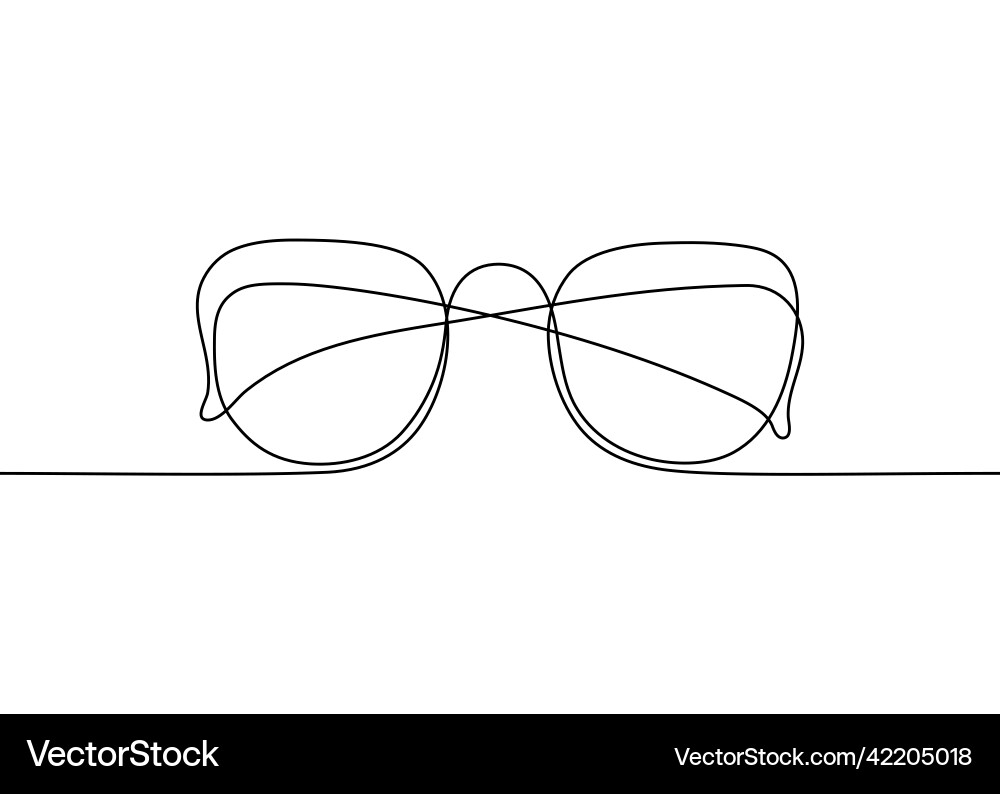 Glasses one black single continuous line art Vector Image