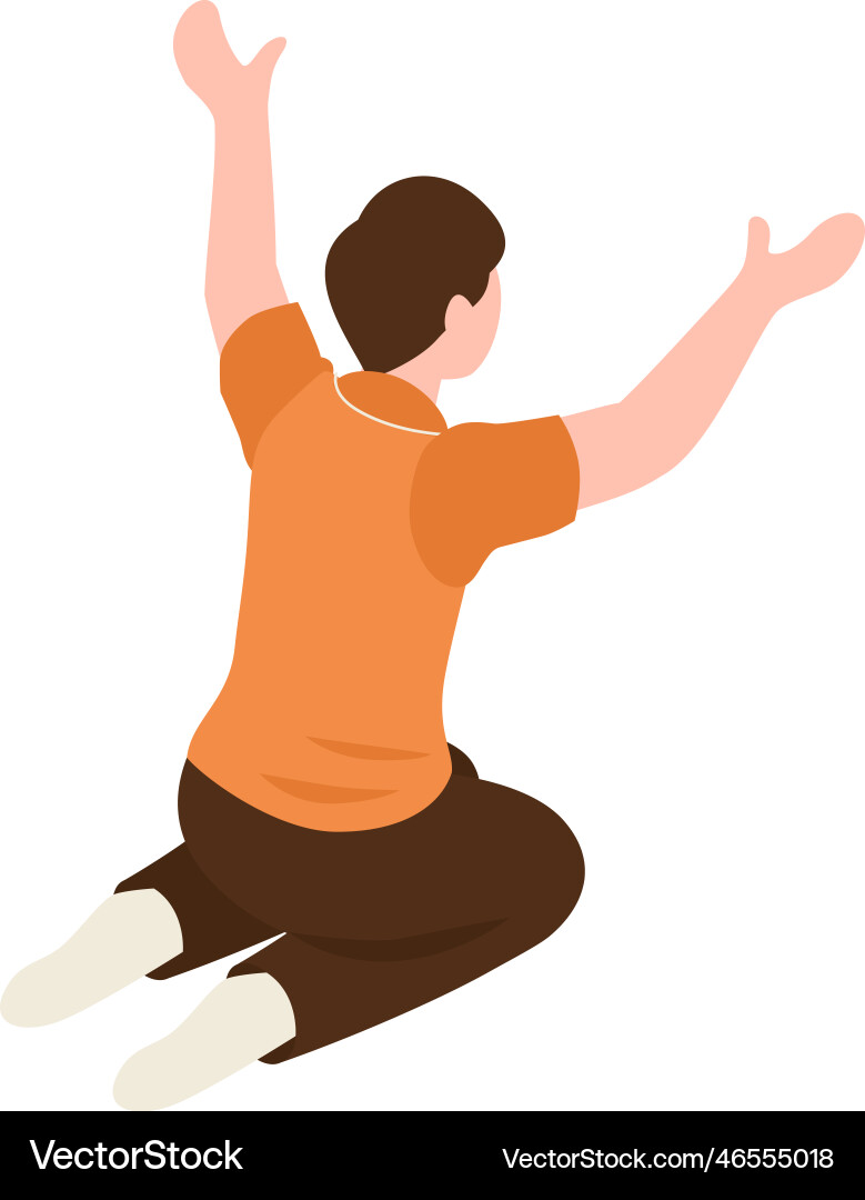 Isometric Prayer Icon - Human Figure Royalty Free Vector