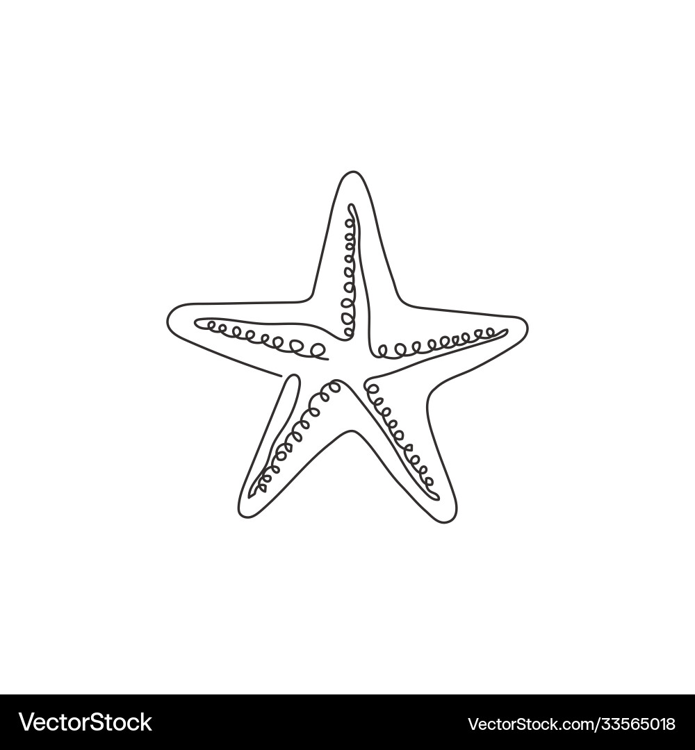 One continuous line drawing cute starfish Vector Image