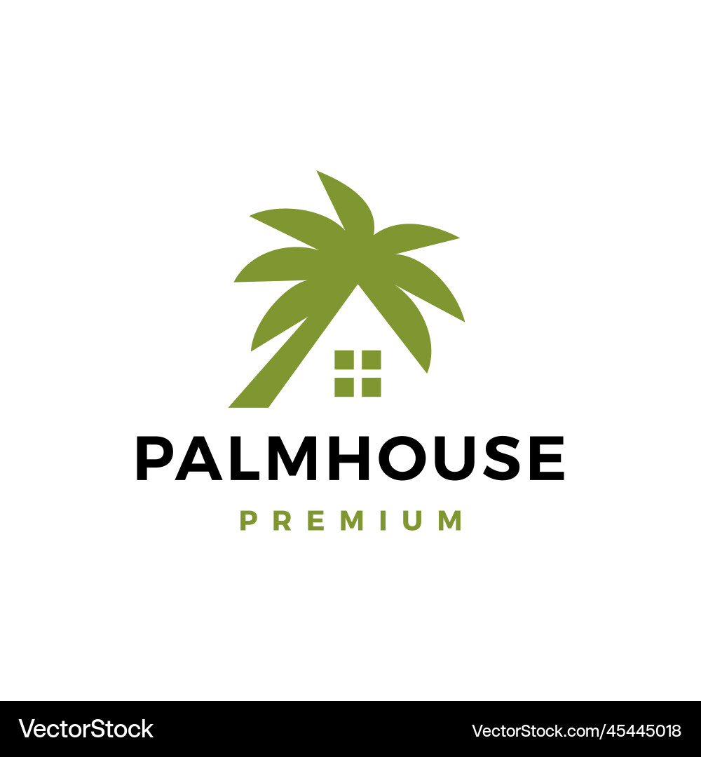 Palm Tree House Icon - Tropical Home Royalty Free Vector