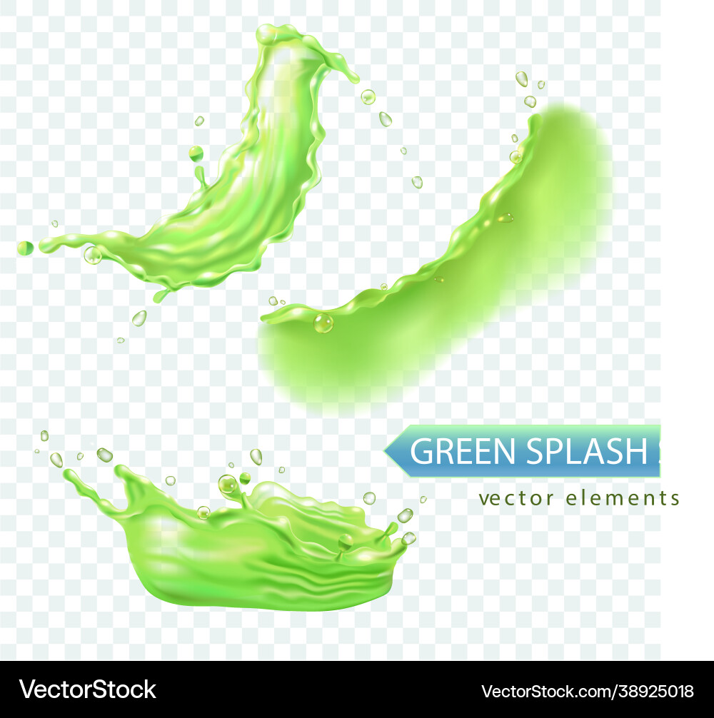Set realistic green splashes for design Royalty Free Vector