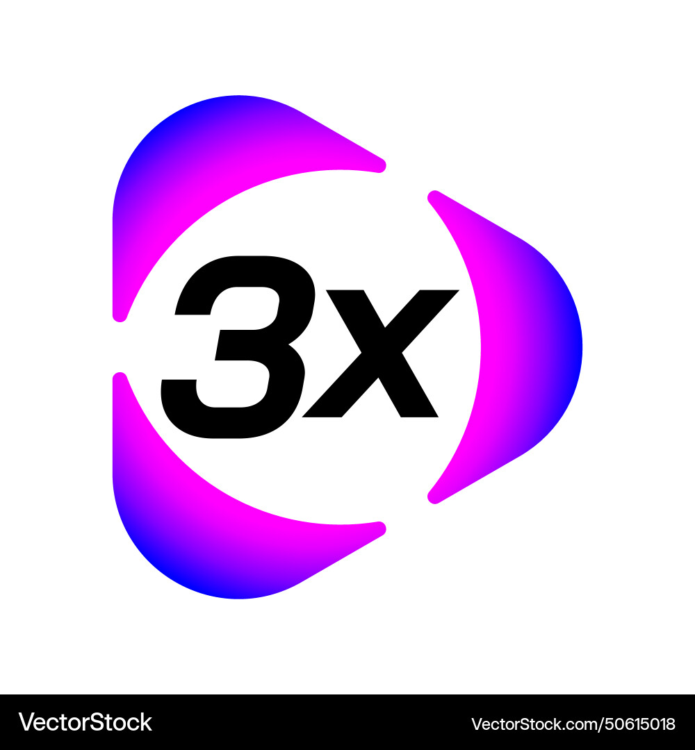 Triple action 3x icon logo badge Royalty Free Vector Image