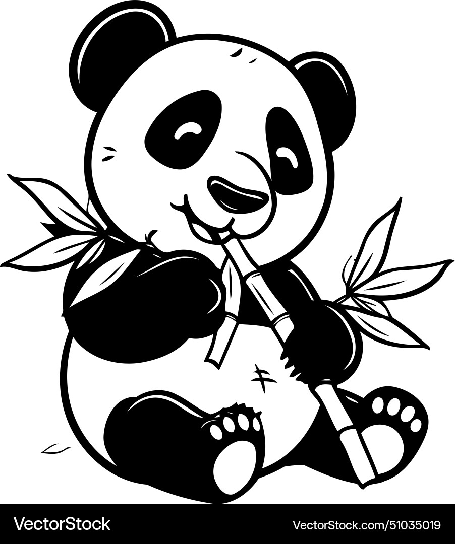 Panda with Bamboo Stick Vector Images (over 190)