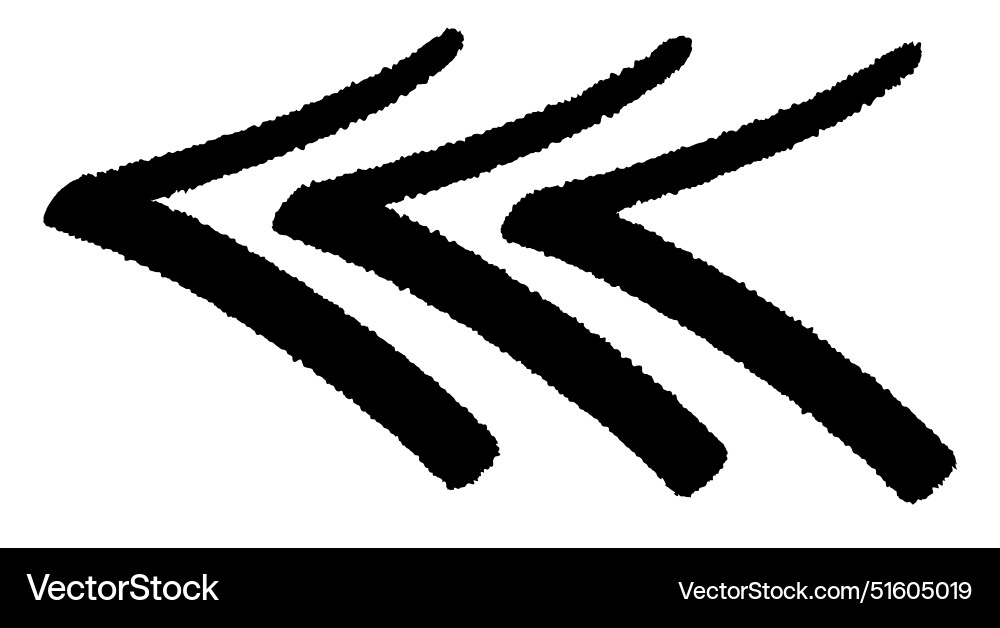 Brush-styled multiple left arrows Royalty Free Vector Image
