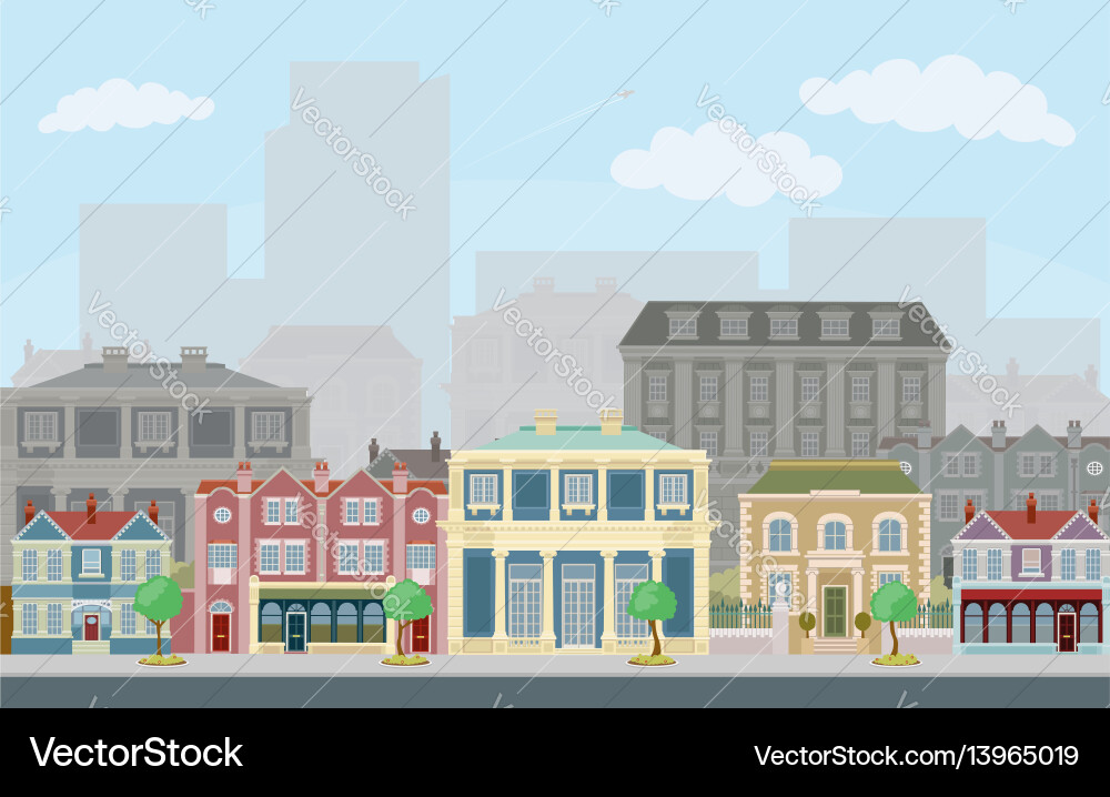 Elegant Town Streetscape Royalty Free Vector Image