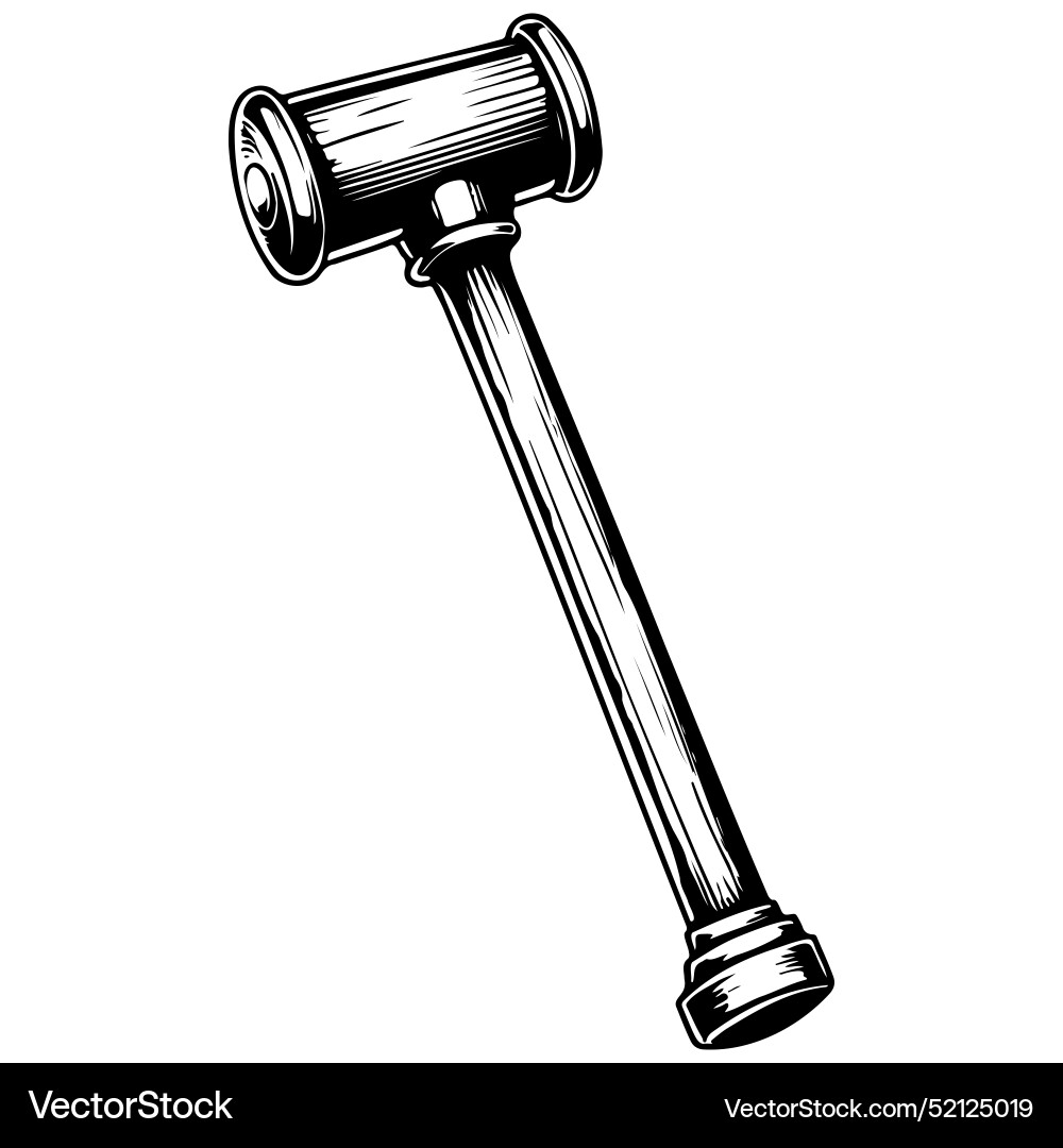 Hammer hand drawn line transparent background Vector Image