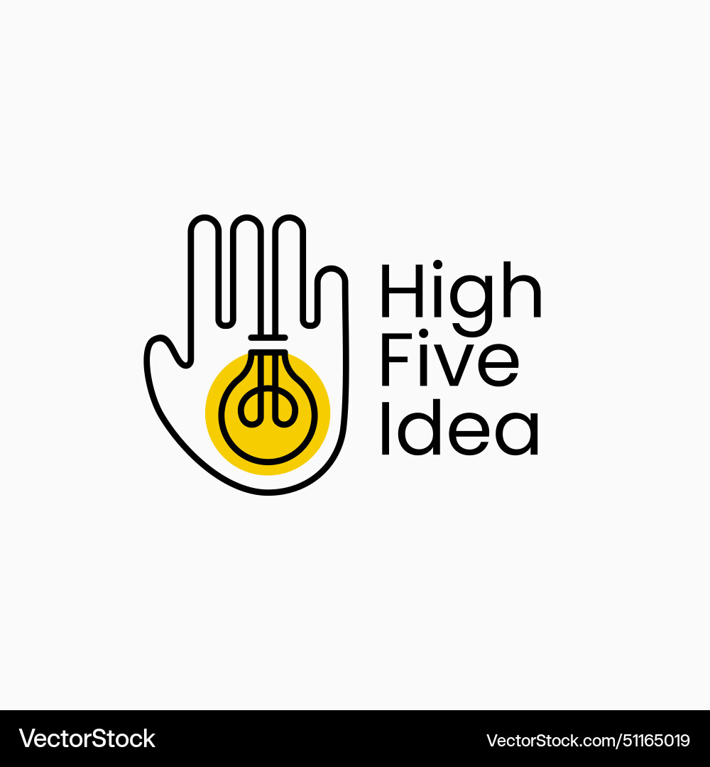 Hand bulb lamp high five idea think logo icon Vector Image