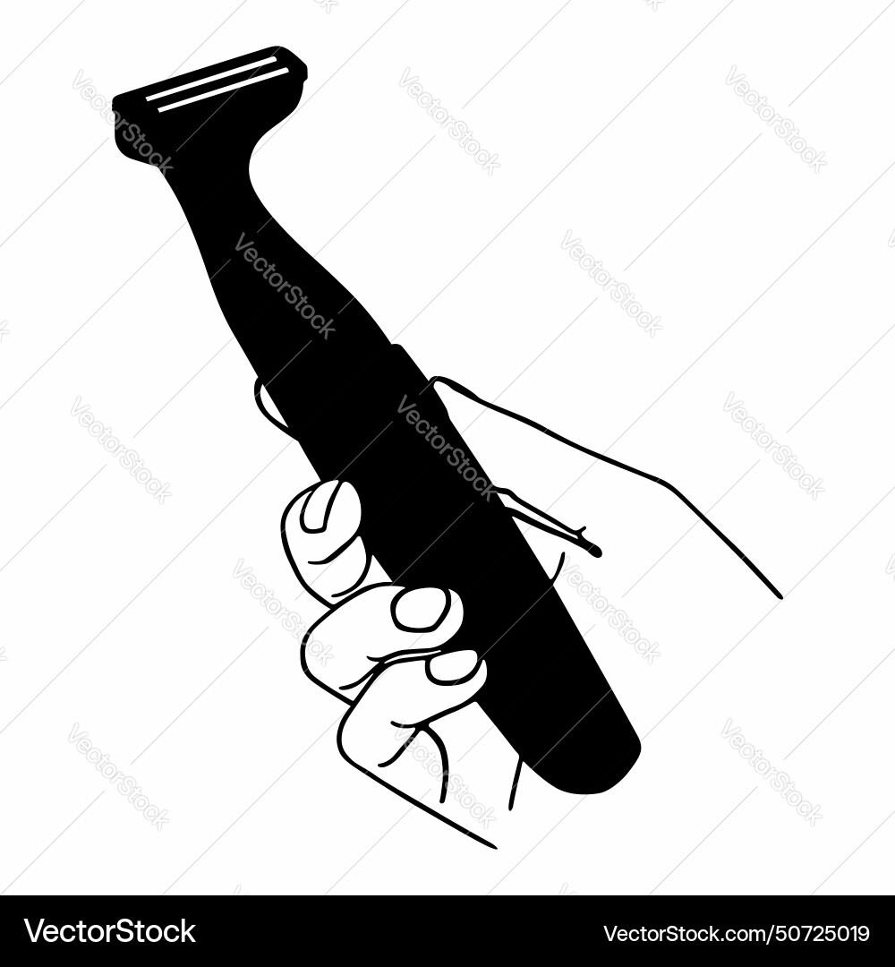 Hand holds a long handle safety razor Royalty Free Vector