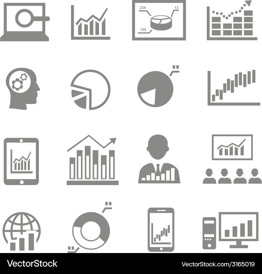 Market analysis diagrams icons Royalty Free Vector Image