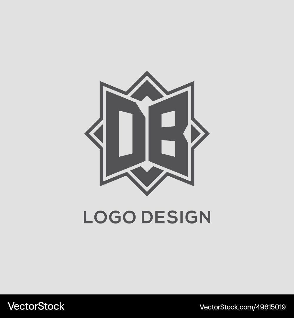 Monogram db logo with eight point star style Vector Image