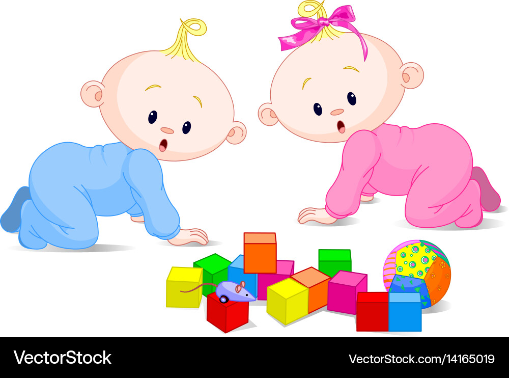 Playing babies Royalty Free Vector Image - VectorStock