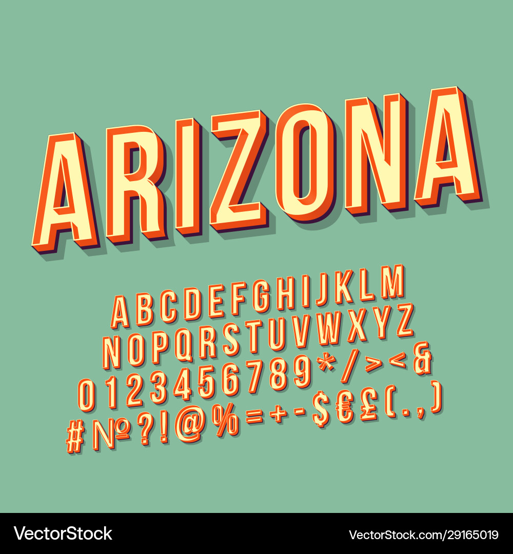 Retro Arizona Lettering - 3D Bold Royalty Free Vector Image