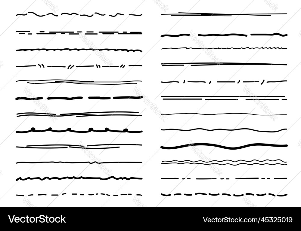 Scribble Underline Doodle Lines Royalty Free Vector Image