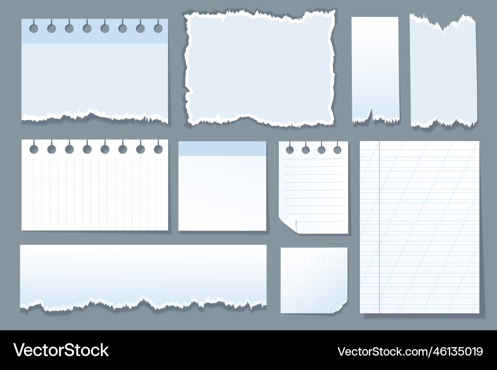 Torn paper set graphic elements in flat design Vector Image