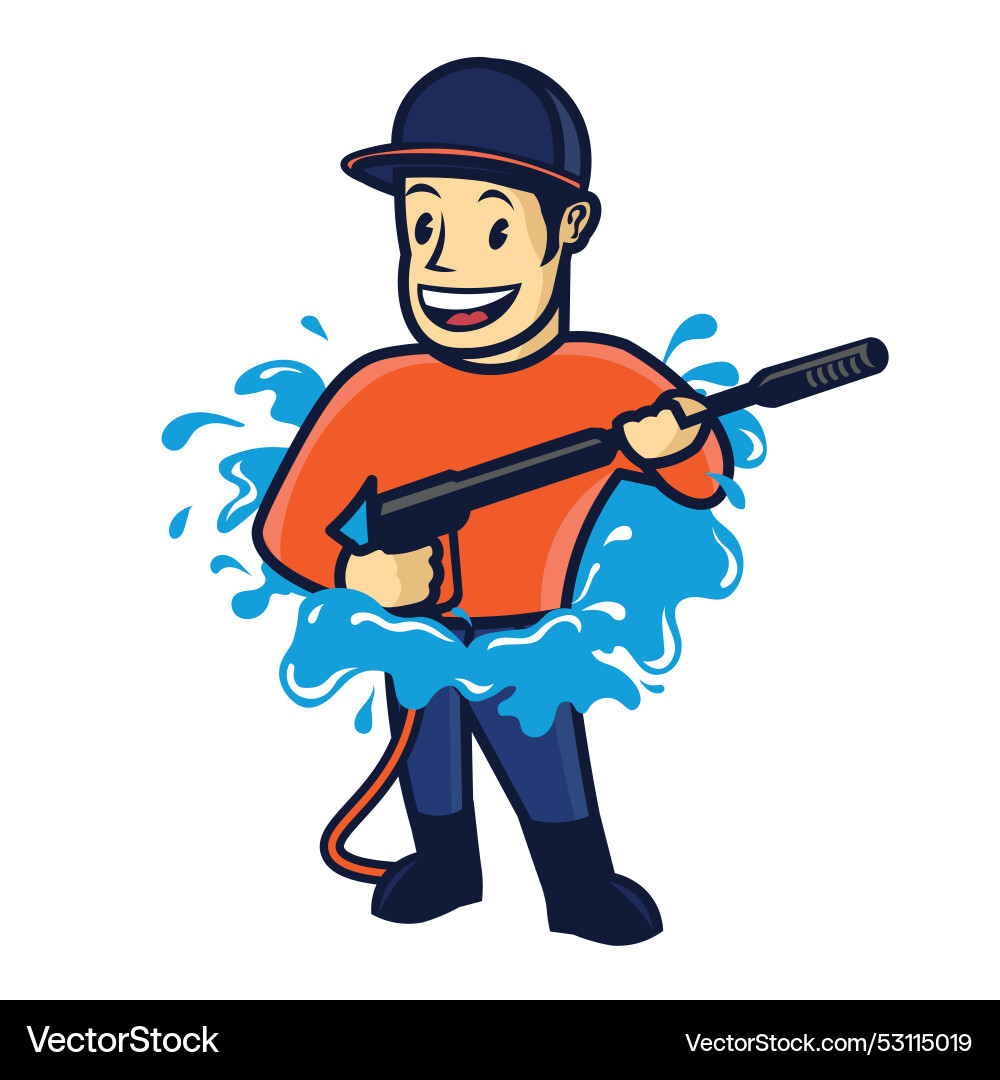 Washer pressure mascot character logo Royalty Free Vector