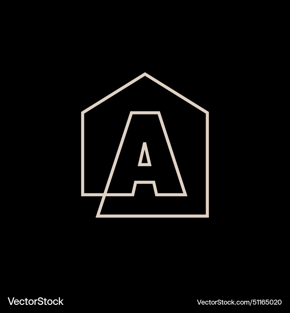A letter house monogram home mortgage architect Vector Image