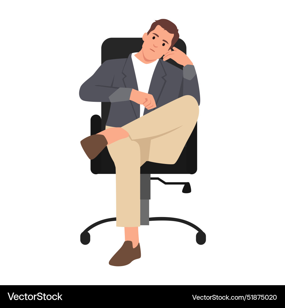 Anxious man feeling sadness and stress sitting Vector Image